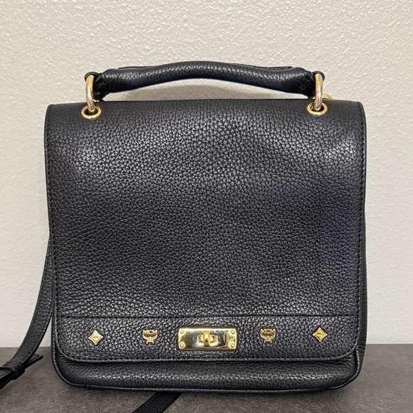 MCM | Bags | Preloved Black Mcm Crossbody With Gold Tone Hardware ...